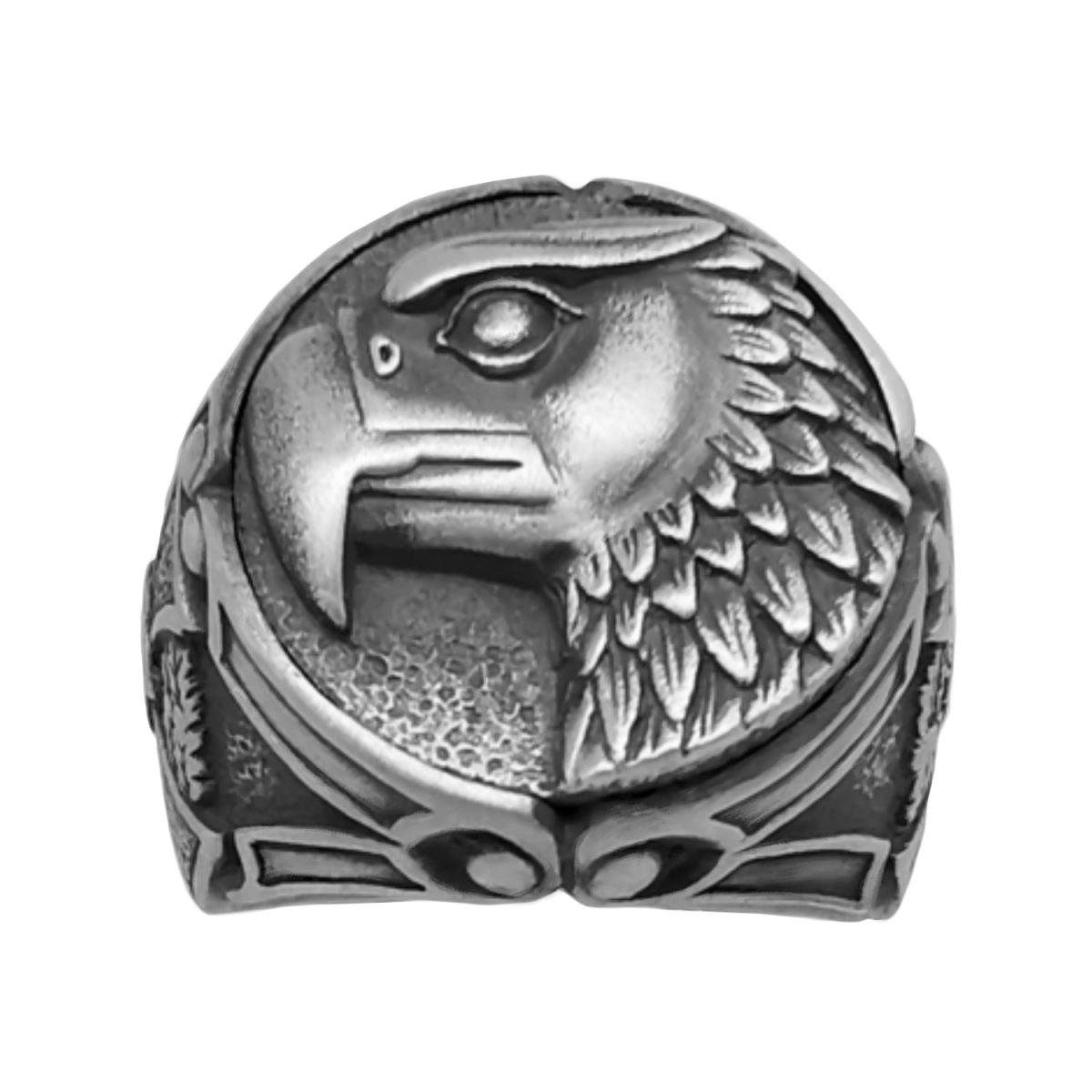 GERMAN EAGLE HEAD STERLING SILVER 925 CROSS BIKER MEN'S RING | Secretium
