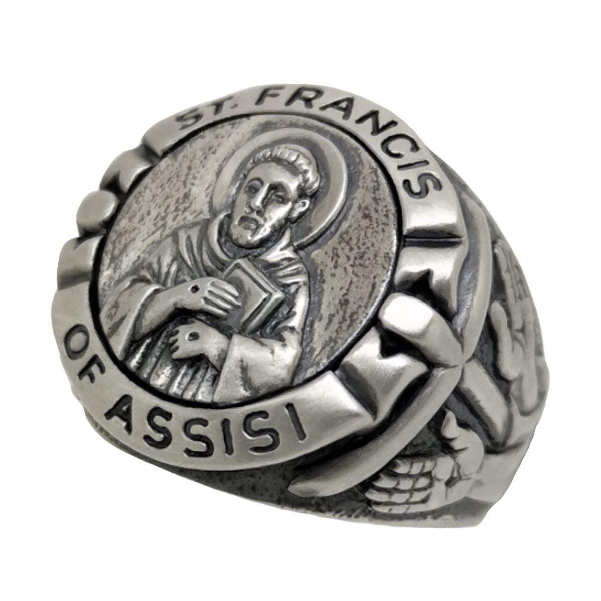 Saint Francis of Assisi 925 sterling silver Stigmata men's ring | Secretium