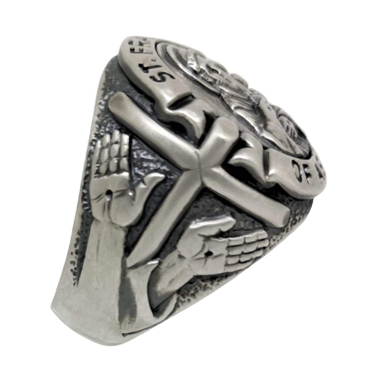 Saint Francis of Assisi 925 sterling silver Stigmata men's ring | Secretium