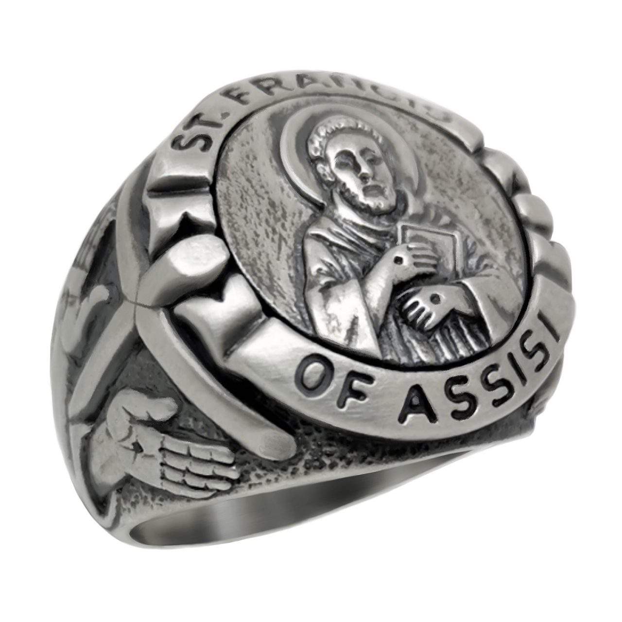 Saint Francis of Assisi 925 sterling silver Stigmata men's ring | Secretium