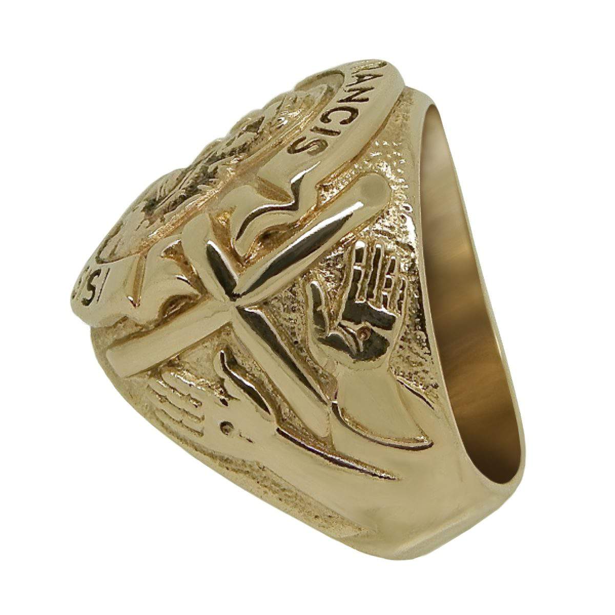 Men's ring Saint Francis of Assisi 10K Yellow Gold Stigmata, Handmade ...