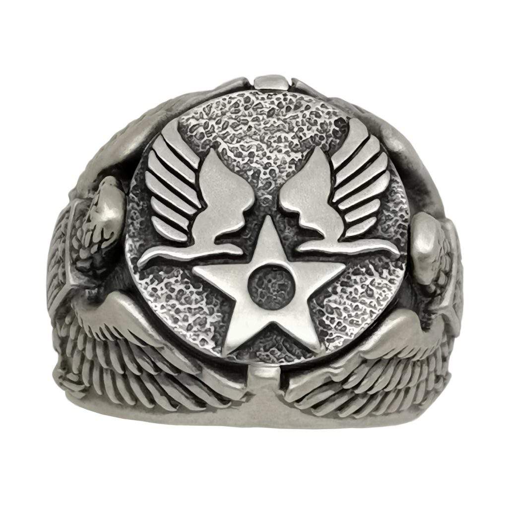 US AIR FORCE VETERAN USAF AMERICAN EAGLE MENS STERLING SILVER 925 RING ...