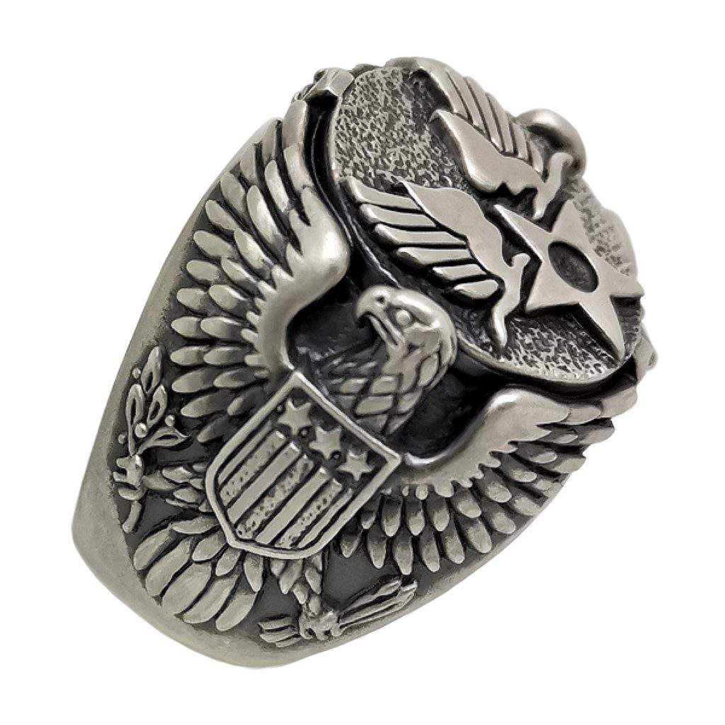 US AIR FORCE VETERAN USAF AMERICAN EAGLE MENS STERLING SILVER 925 RING ...