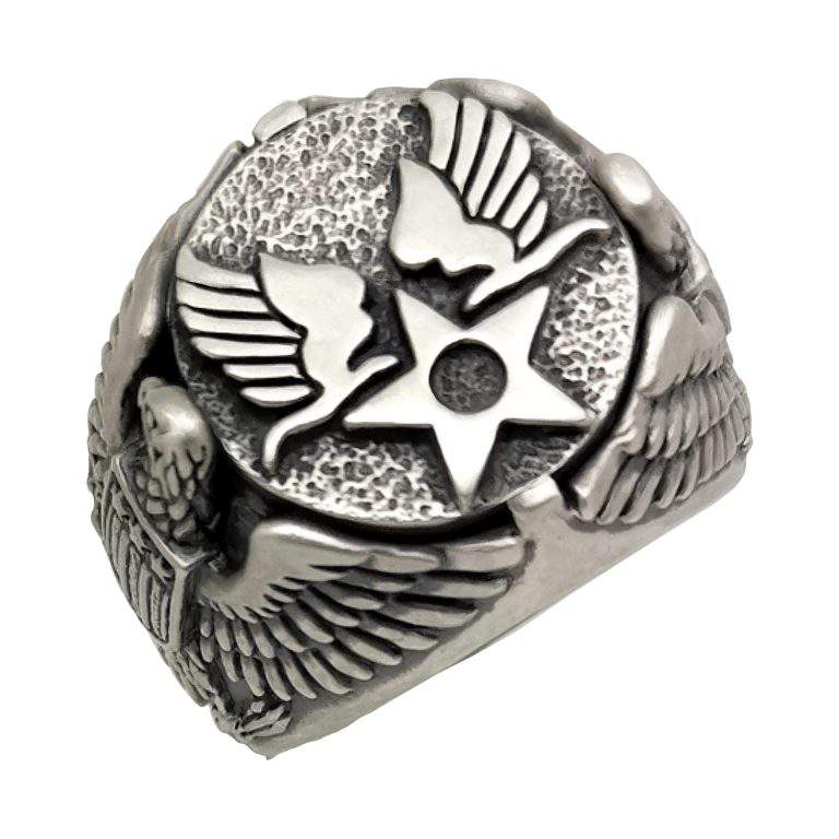 US AIR FORCE VETERAN USAF AMERICAN EAGLE MENS STERLING SILVER 925 RING ...