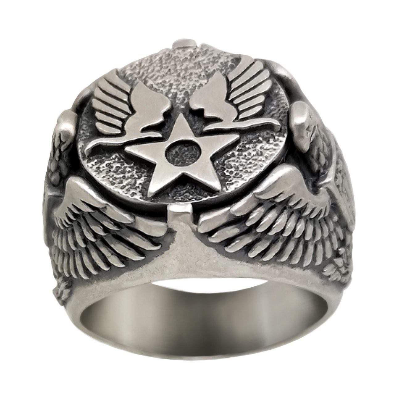 US AIR FORCE VETERAN USAF AMERICAN EAGLE MENS STERLING SILVER 925 RING ...