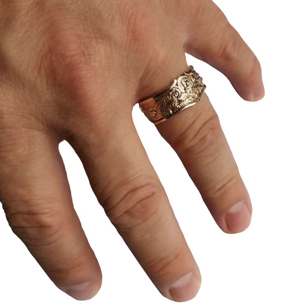 10K GOLD US NAVY SUBMARINE WARFARE AMERICAN EAGLE BIKER MENS BAND RING ...