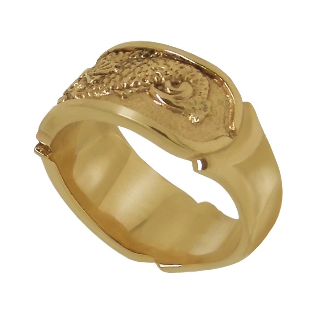 10K GOLD US NAVY SUBMARINE WARFARE AMERICAN EAGLE BIKER MENS BAND RING ...