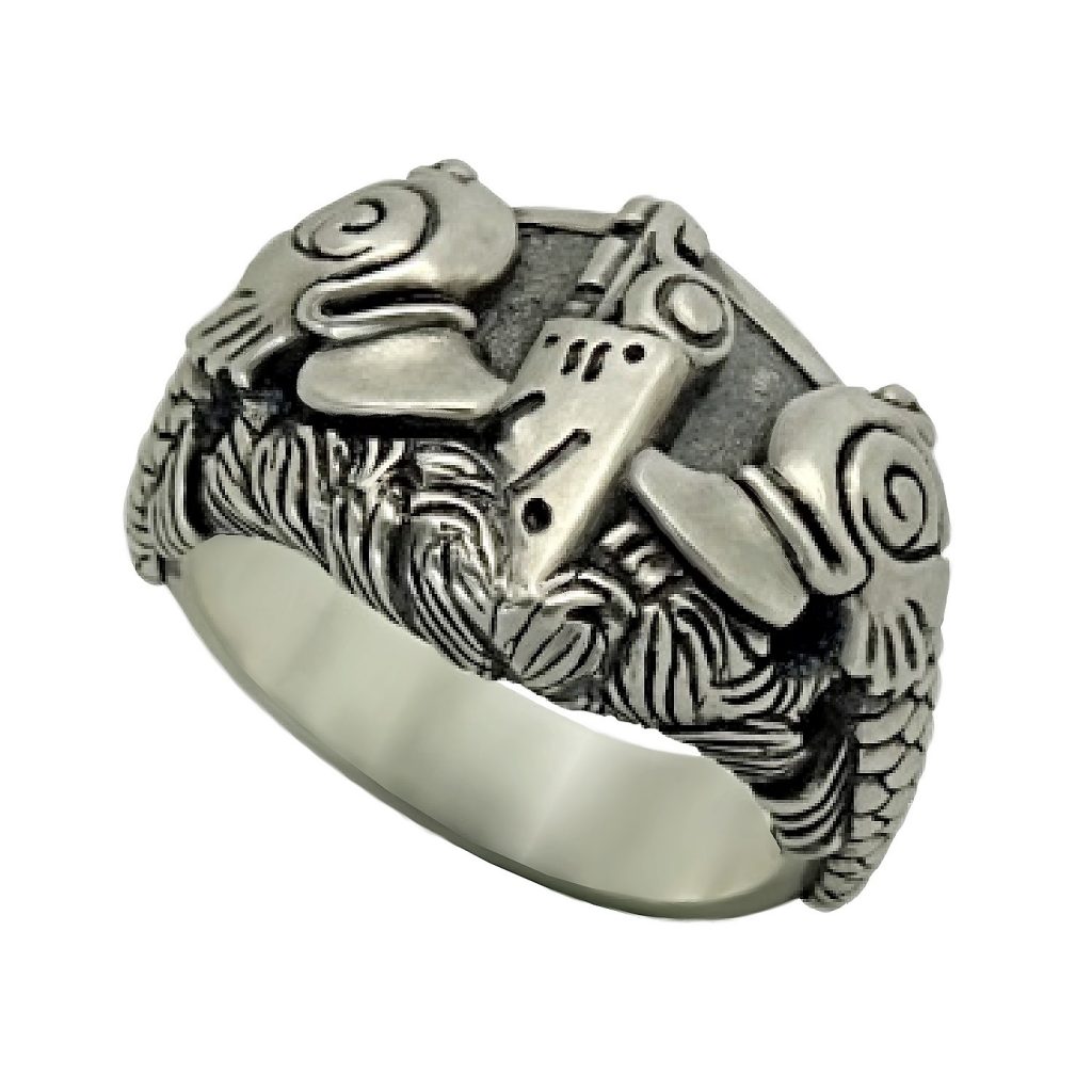 HANDMADE SILVER 925 US NAVY SUBMARINE WARFARE AMERICAN EAGLE BIKER MENS ...