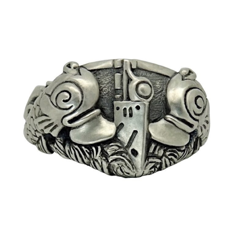 HANDMADE SILVER 925 US NAVY SUBMARINE WARFARE AMERICAN EAGLE BIKER MENS ...