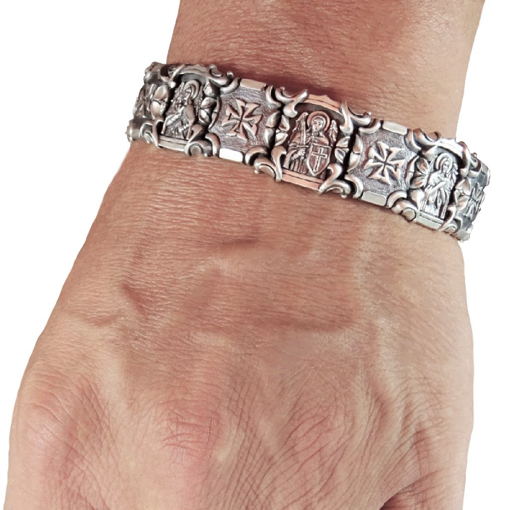 Sterling Silver Seven Archangels Saints and Cross bracelet, Guardian ...