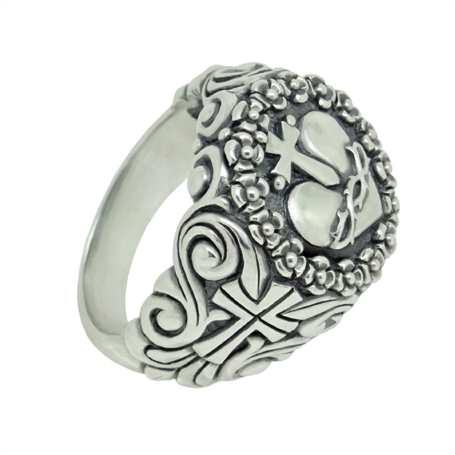 Handmade Women's Sacred Heart of Jesus Ring Signet Religious Sterling ...