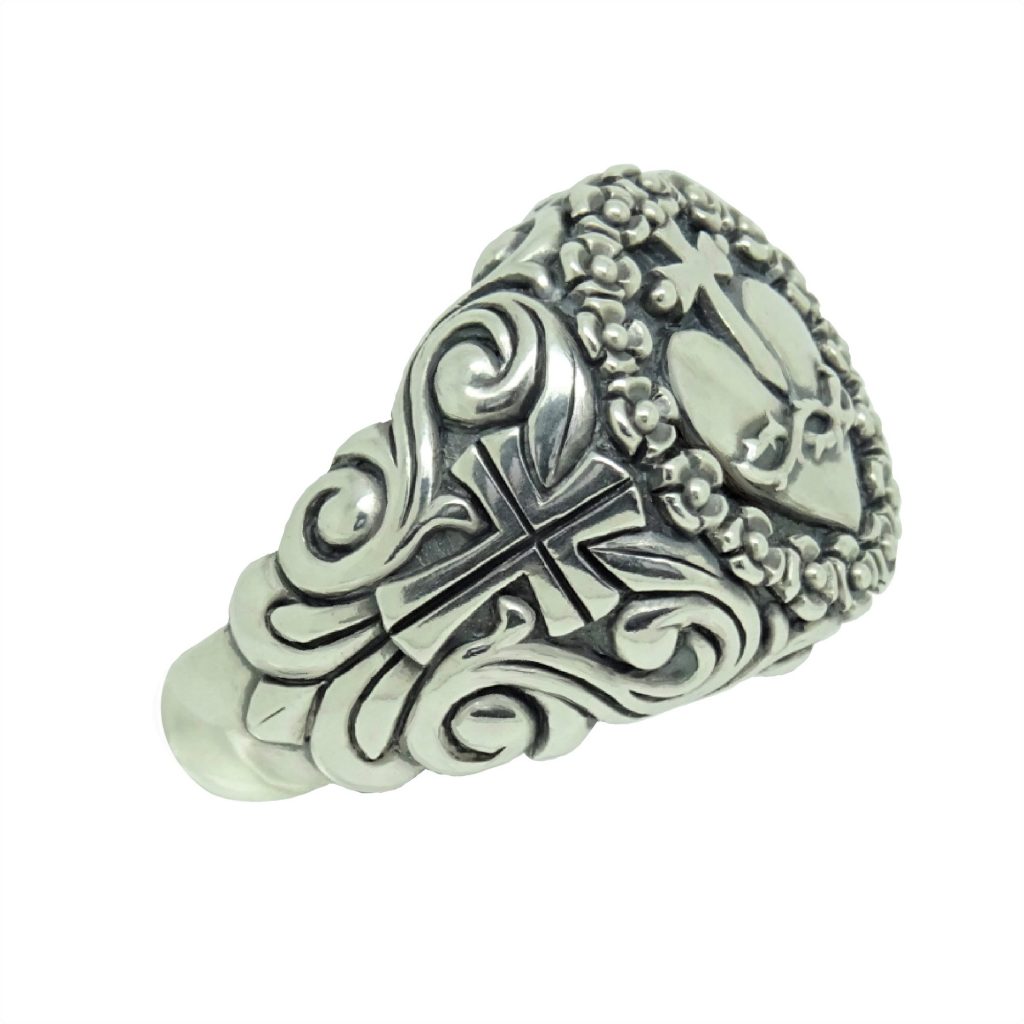 Handmade Women's Sacred Heart of Jesus Ring Signet Religious Sterling ...