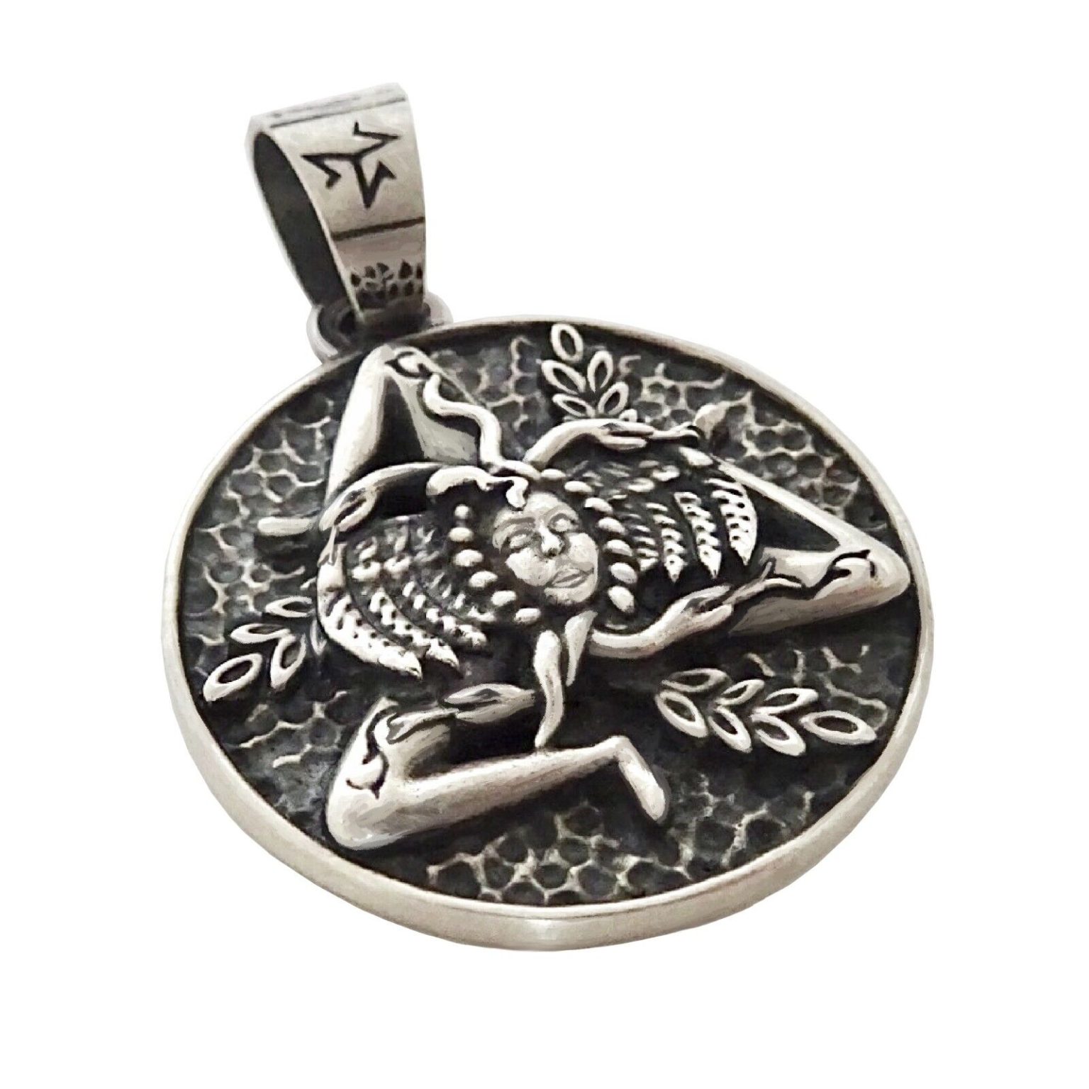 THE Medusa Triskelion Sicilian TRINACRIA Sterling Silver 925 Trinacria ...
