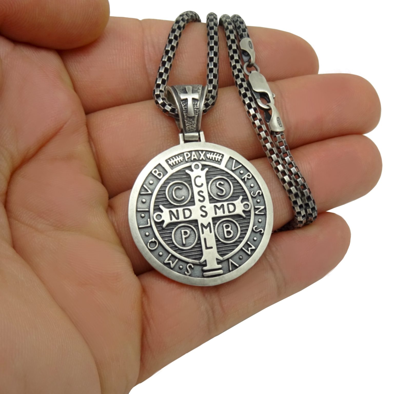 Sterling silver Handmade Christian/Roman Catholic "Saint Benedict ...