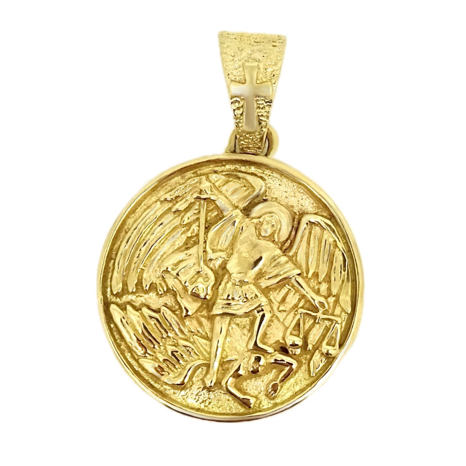 Huge And Heavy 10K Solid Gold Saint Michael the Archangel Pendant ...
