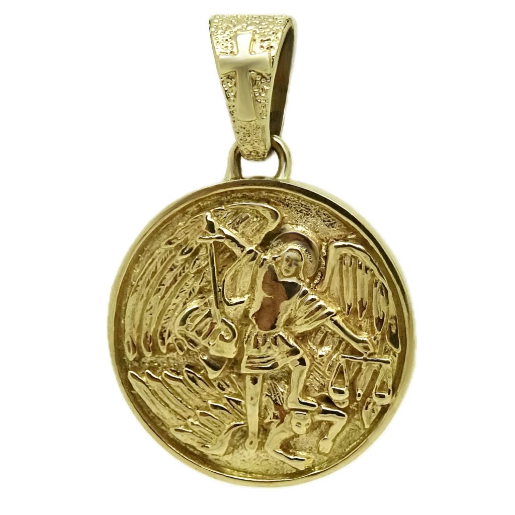 Huge And Heavy 10K Solid Gold Saint Michael the Archangel Pendant ...
