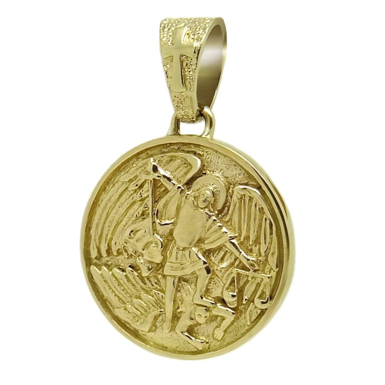 Huge And Heavy 10K Solid Gold Saint Michael the Archangel Pendant ...